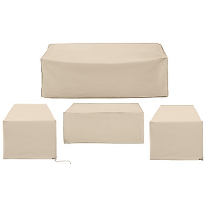 Crosley Furniture Patio Furniture Covers, Waterproof 4-Piece Cover Set for Outdoor Chairs, Sofa, Table, Tan