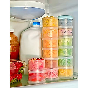 LITTOES Food Pots 3oz Baby Food Storage Containers for Parents On The Go Blue 2-pack