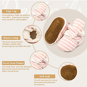 KIDSUN Infant Baby Boy Girl Fleece Bootie Newborn Stay On Slipper Winter Warm Gripper Non-Slip Crib Shoes