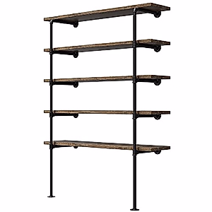 (14"Deep, 2Pcs)Industrial Retro Wall Mount Iron Pipe Shelf,DIY Open Bookshelf,Hung Bracket,Home Improvement Kitchen Shelves,Tool Utility Shelves, Office Shelves, Bookshelves and bookcases