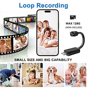 [Upgraded Night Vision] Smallest Wireless WiFi Camera,HD1080P USB Hidden Camera,Video Recording Live Feed,Hidden Spy Cam Nanny Camera/No Light Night Vision/Motion Activated Alarm(Upgraded Phone APP