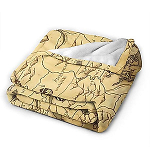 Makegeld Skyrim Worn Parchment Map Ultra-Soft Micro Fleece Blanket 60"" x50