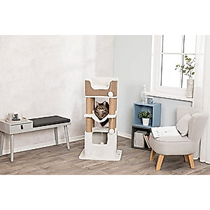 TRIXIE Lucano XXL 43-in Cat Tower, Sisal Scratching Posts, Cat Tree with Plush Condo, Cushions, Dangling Cat Toys, Brown