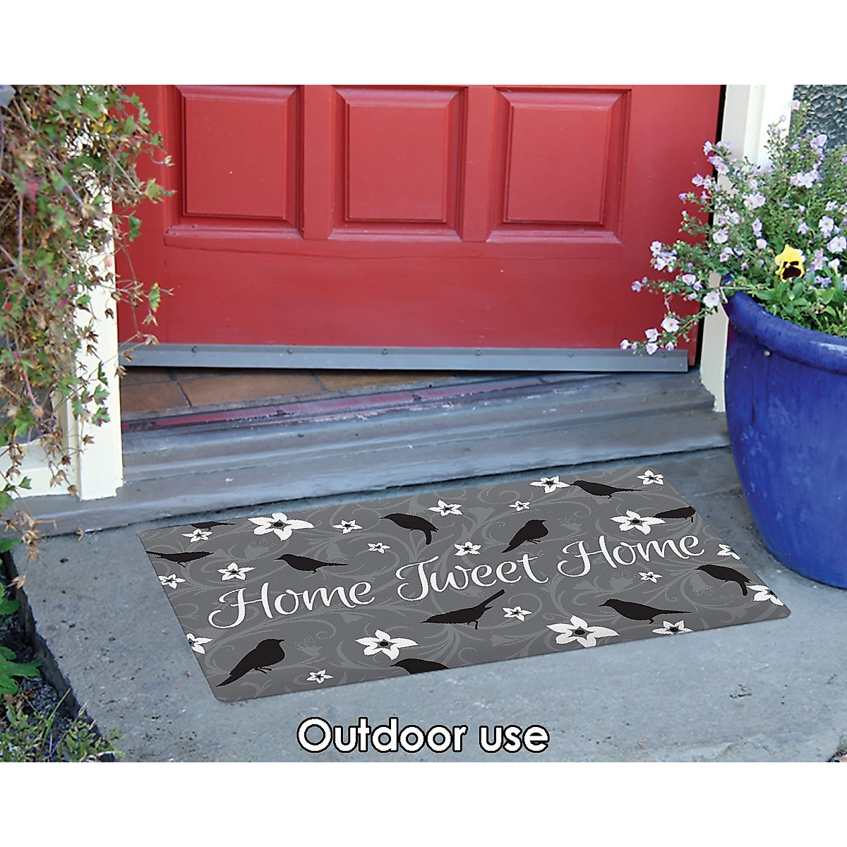 Toland Home Garden 800378 Home Tweet Home- Gray Bird Door Mat 18x30 Inch Outdoor Doormat for Entryway Indoor Entrance