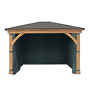 APEX GARDEN Replacement 4-Side Curtain for 11 ft. x 13 ft. Meridian Gazebo (Grey)