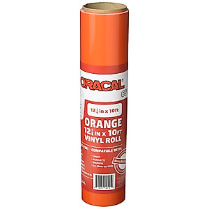 12.125" x 10ft Roll of Oracal 651 Orange Craft Vinyl - On a 2.5" Core - Adhesive Vinyl for Cricut, Silhouette, and Cameo Cutters - Gloss Finish - Outdoor and Permanent