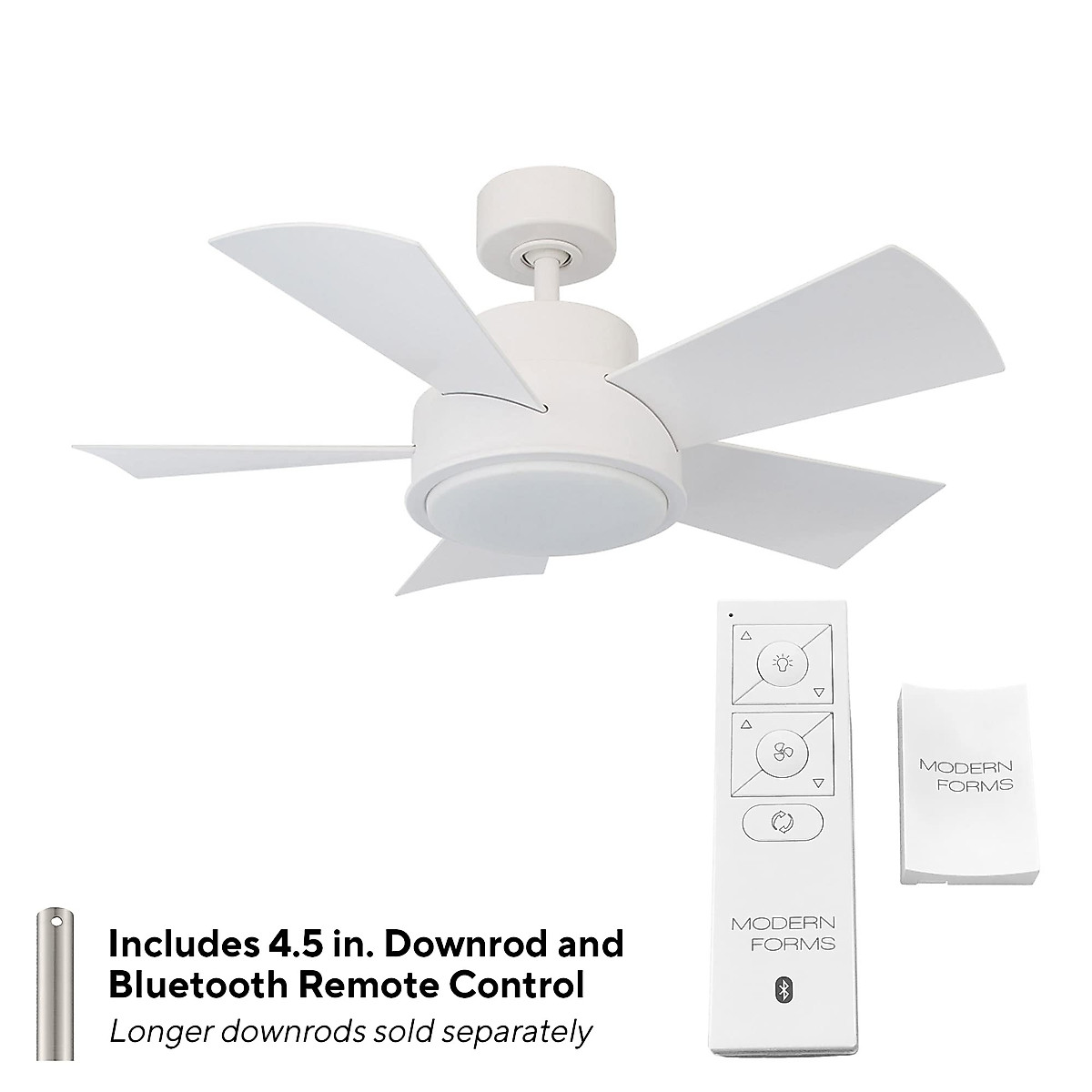 Vox Indoor and Outdoor 5-Blade 38in Smart Ceiling Fan in Matte White with 3000K LED Light Kit and Remote Control works with Alexa and iOS or Android App