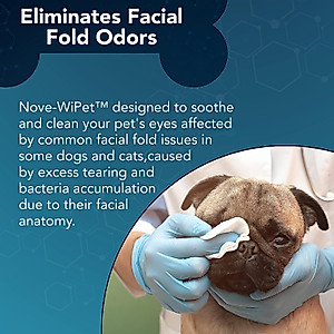 NOVEHA Gel Eye Drops with 2x10ml for Dogs & Cats - 0.3% Viscoadaptive Hyaluronan Eye Solution for Severe Dry Eyes with Nove-WiPets Ocular Hygiene Wipes for Pets (Pack of 60) Cleanse Facial Folds