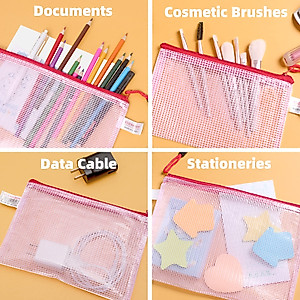 Yclin 16pcs 8 Sizes Mesh Zipper Pouch,Waterproof Zipper Bags,for Board Games Toys Storage, 8 Sizes Waterproof Plastic Document Pouch,for Travel Accessories, Documents Cosmetics School Office Supplies