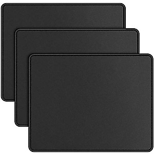 3 Pack Mouse Pad Black with Stitched Edge 11×8.5×0.12 inches Premium-Textured Non-Slip Rubber Base Mouse Mat Mousepad for Office & Home, Black (3 Pack)