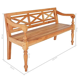 Tidyard Garden Bench Mahogany Wood Porch Chair Wooden Outdoor Bench Light Brown for Backyard, Balcony, Park, Lawn Furniture 53.5 x 19.7 x 32.3 Inches (W x D x H)