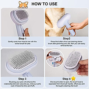 Upgrade Cat Brush for Shedding, Cat Brush for Long or Short Haired Cats,Cat Brushes for Indoor Cats, Cat Grooming Brush Cat Comb for Kitten Rabbit Massage Removes Loose Fur