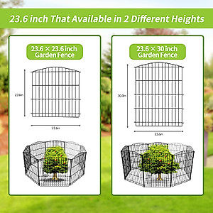 INJOPEXI Decorative Garden Fence 6 Panels 11.8ft (L)×30in (H) Garden Fence No Dig Animal Barrier Fencing with 5 Panels + 1 Gate Rustproof Metal Wire Temporary Dog Fence Border for Patio Outdoor Yard