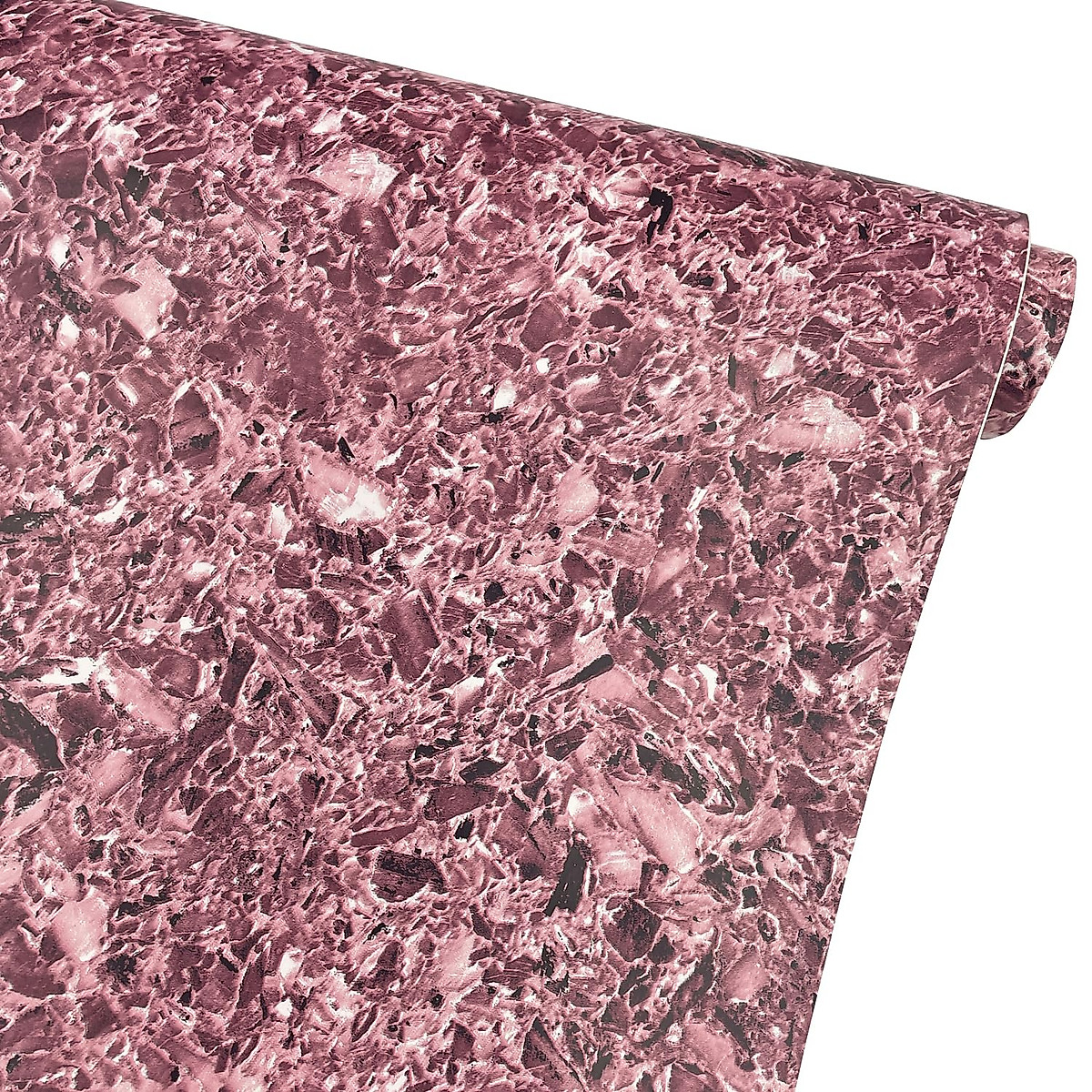 Yifely Purple Granite Marble Effect Furniture Paper Removable Vinyl Shelf Liner Cupboard Sticker 17.7 Inches by 9.8 Feet