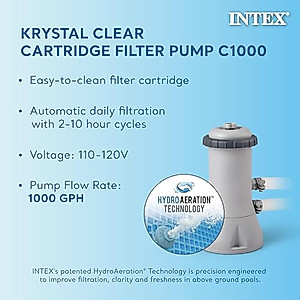 Intex 28167EH Easy Set Inflatable Swimming Pool Set: 15ft x 48in – Includes 1000 GPH Cartridge Filter Pump – Removable Ladder – Pool Cover – Ground Cloth