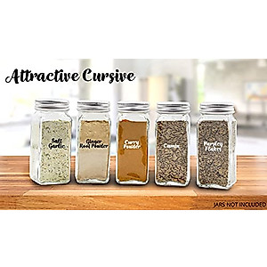 670 Labels: 498 Spice Names + 96 Blank Labels | Most Bold Cursive Preprinted Black & White Letters Label Set | Alphabetized Spice Label System by KITCHEN ALMIGHTY | Spice Jar Labels Spice Organization