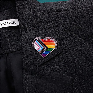 LATINDAY 1 Pack Irregular Heart Enamel Pin Decorative YOU CAN BE YOURSELF WITH ME Brooch Creative Fashion Badge Gay Transgender Art Accessory for Jackets Cotton Shirts Skirts Canvas Bags Denim