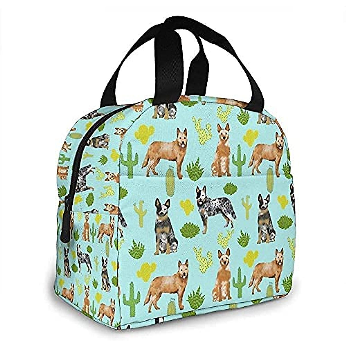 Lunch Bag Australian Cattle Dog Blue And Red Heelers Cactus Blue Tint Lunch Box Insulated Bag Tote Bag For Men/Women Work Travel