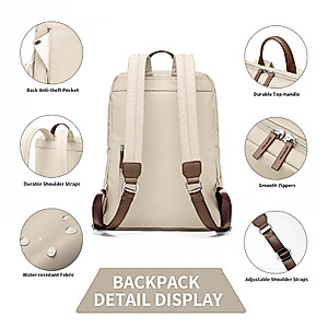 GOLF SUPAGS Stylish Laptop Backpack for Women Water Resistant Slim Computer Bags Fits 14 Inch Notebook (Black)