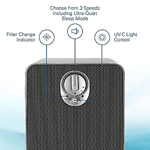 Germ Guardian AC4900CA 22” 3-in-1 True HEPA Filter Air Purifier for Home, Full Room, UV-C Light Kills Germs, Filters Allergies, Smoke, Dust, Pet Dander, & Odors, 3-Yr Wty, GermGuardian, Black