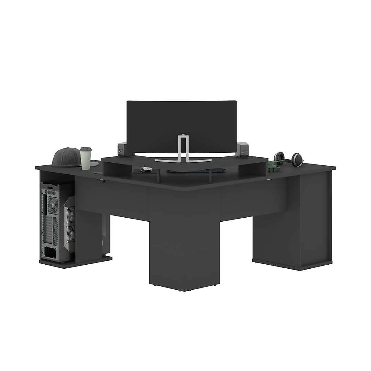 Bestar Hampton L-Shaped Corner Gaming Desk, 66W, Graphite