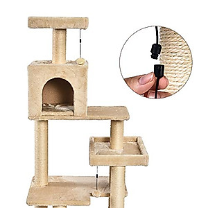 Amazon Basics Extra Large Cat Tree Tower with Condo - 24 x 56 x 19 Inches, Beige
