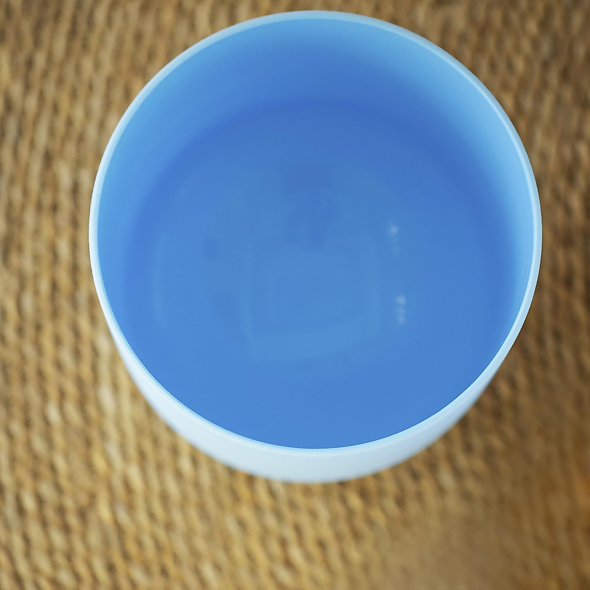 KVKA 432Hz G Note Throat Chakra Blue Color Frosted Quartz Crystal Singing Bowl 10 inch with Carrying Case for Sound Healing