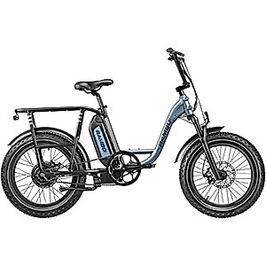 Rambo Bikes Rooster 750W Electric Bike - All-Purpose Single-Speed EBike - 20mph Top Speed, 35-Mile Range - 20” Fat Tires - 5 Power Levels, Removable 14AH Battery, Step Through Frame, LCD Tracker