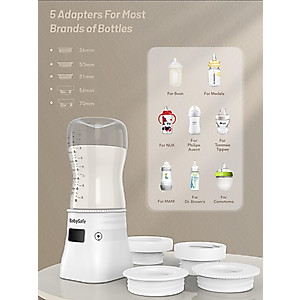 Portable Bottle Warmer for Travel, BabySafe 15000mAh Rechargeable Baby Bottle Warmer with 5 Adapters, 100W Fast Heating & Accurate Temperature Control, Cordless On The Go Milk Warmer for Breastmilk