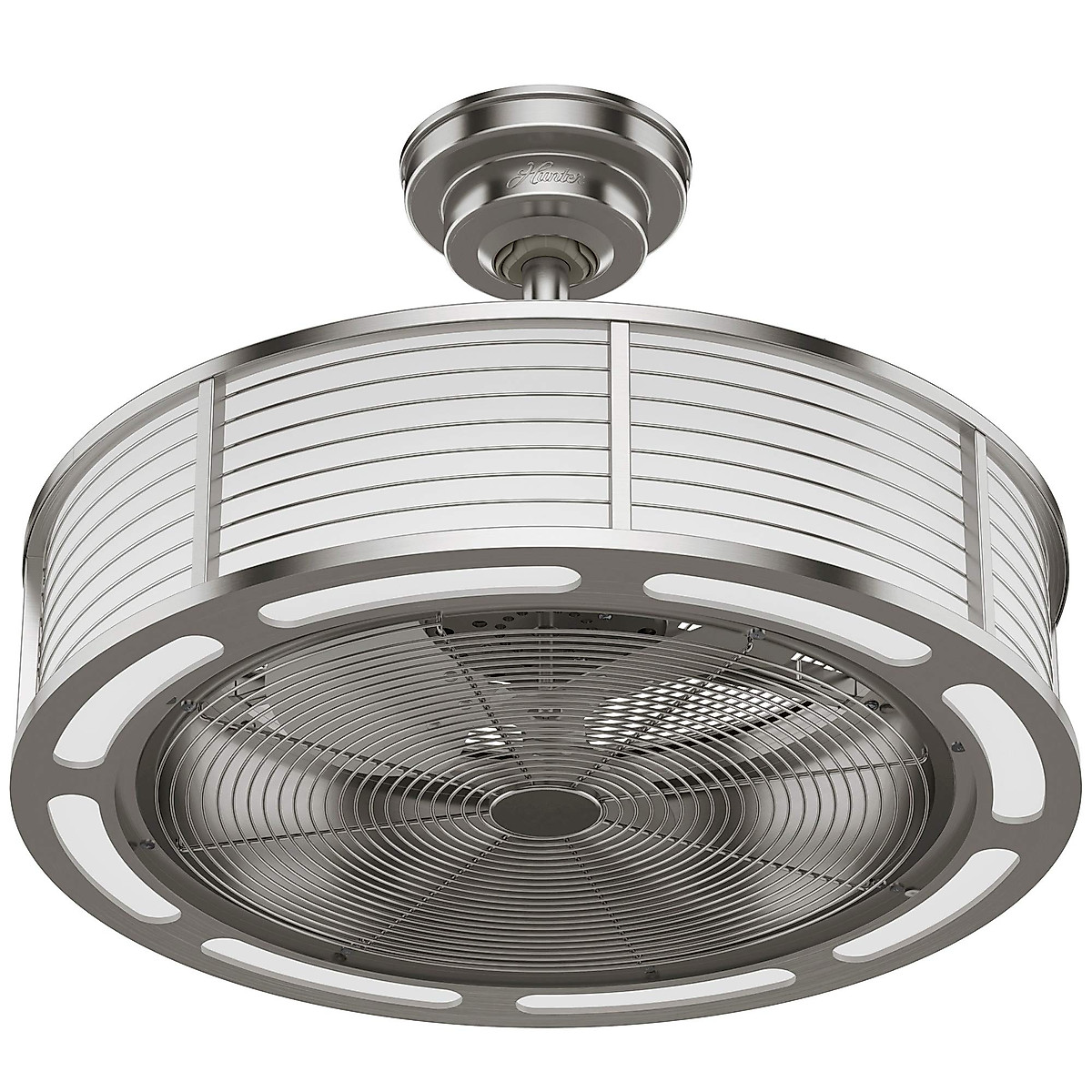 Hunter Tunley Indoor Ceiling Fan with LED Light and Wall Control, 12", Brushed Nickel