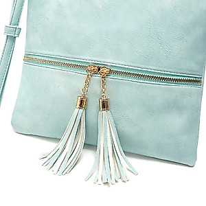 DukeTea Medium Crossbody Bags for Women, Tassel Crossover Purse for Teen Girls Handbag Gift (Sky Blue)