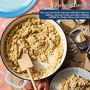 AILIBOO 3 Quart Enamel Cast Iron Dutch Oven Pot with Lid-Versatile dutch oven, excellent for stovetop cooking and baking various recipes-Oven Safe up to 500° For on Stovetop-Gradient Blue