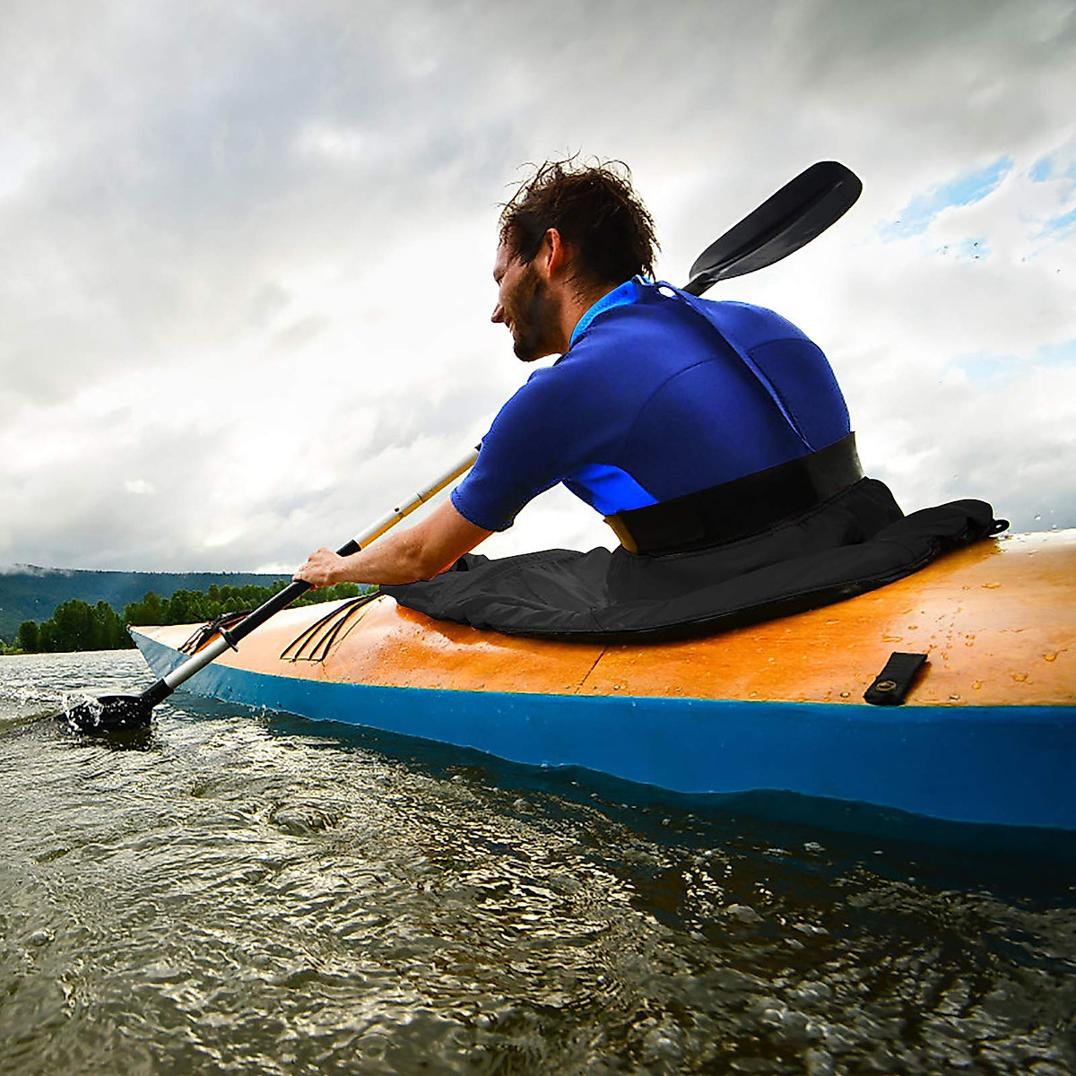 Health Gear Kayak Spray Skirt, Kayak Spray Cover, Waterproof Canoe Skirt Cover Accessories for Sit Inside Kayaks(Black)