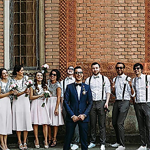 Vauhse Suspenders for Men, Adjustable Suspenders with Elastic Straps Y-Back Construction Heavy Duty for Work Black