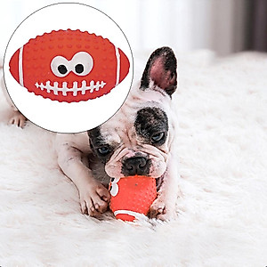 IEUDNS Squeaky Dog Toys Cartoon Dog Balls with Squeaker Rubber Latex for Small and Medium Breed, Red Rugby