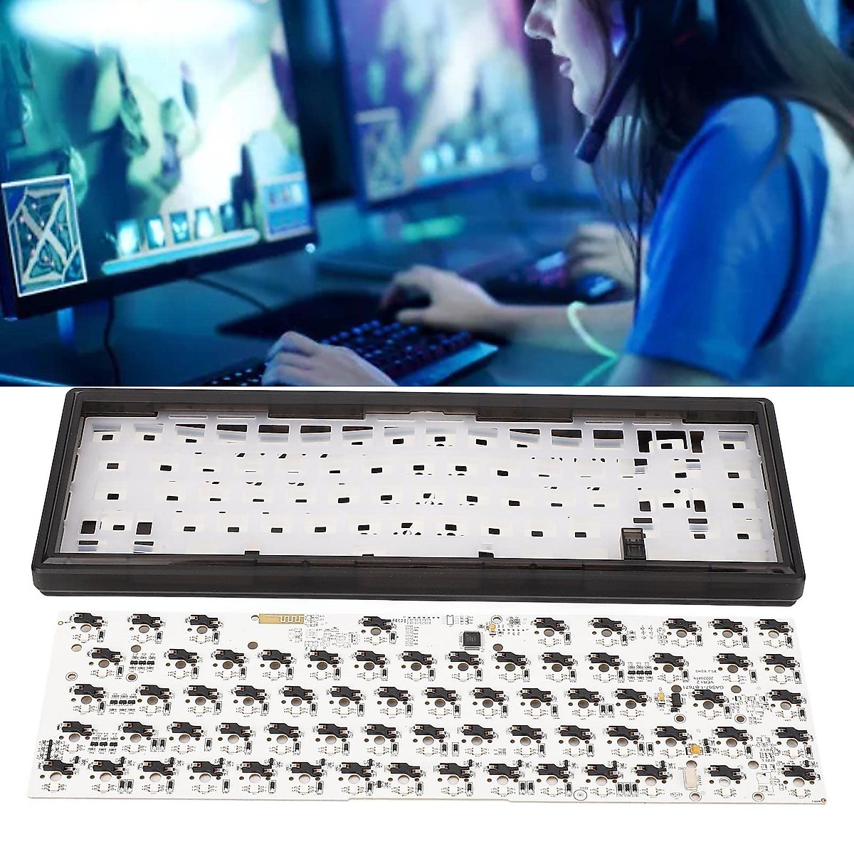 Pomya DIY Mechanical Keyboard Kit, 67 Keys Modular Mechanical Keyboard, Wired Switch Hot Swap RGB Backlit Support 5pin 3pin Switch Gaming Keyboard(Black)