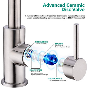 Faucet Bathroom Kitchen Faucet Lead-Free Stainless Steel Brushed Nickel,Bar Sink Faucet Tap Small Mini Kitchen Bath Faucet Farmhouse Vanity Sink Lavatory Single Hole Faucets,External Welding ( Size :