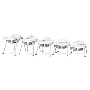 Foundations Secure Sitter 13" Feeding Chair, Stable “No Tip” Feet, 3-Point Adjustable Harness, Removable Tray, Easy to Clean, Smooth Plastic (White/Tan)