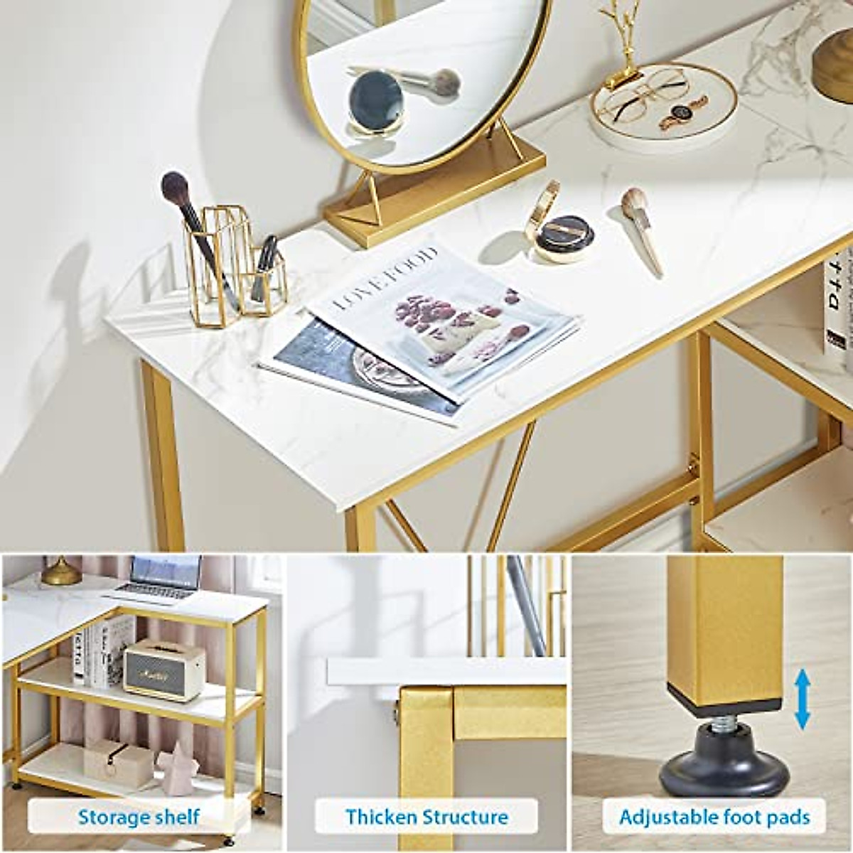 GreenForest 47" Small L Shaped Desk w/Storage for Home Office