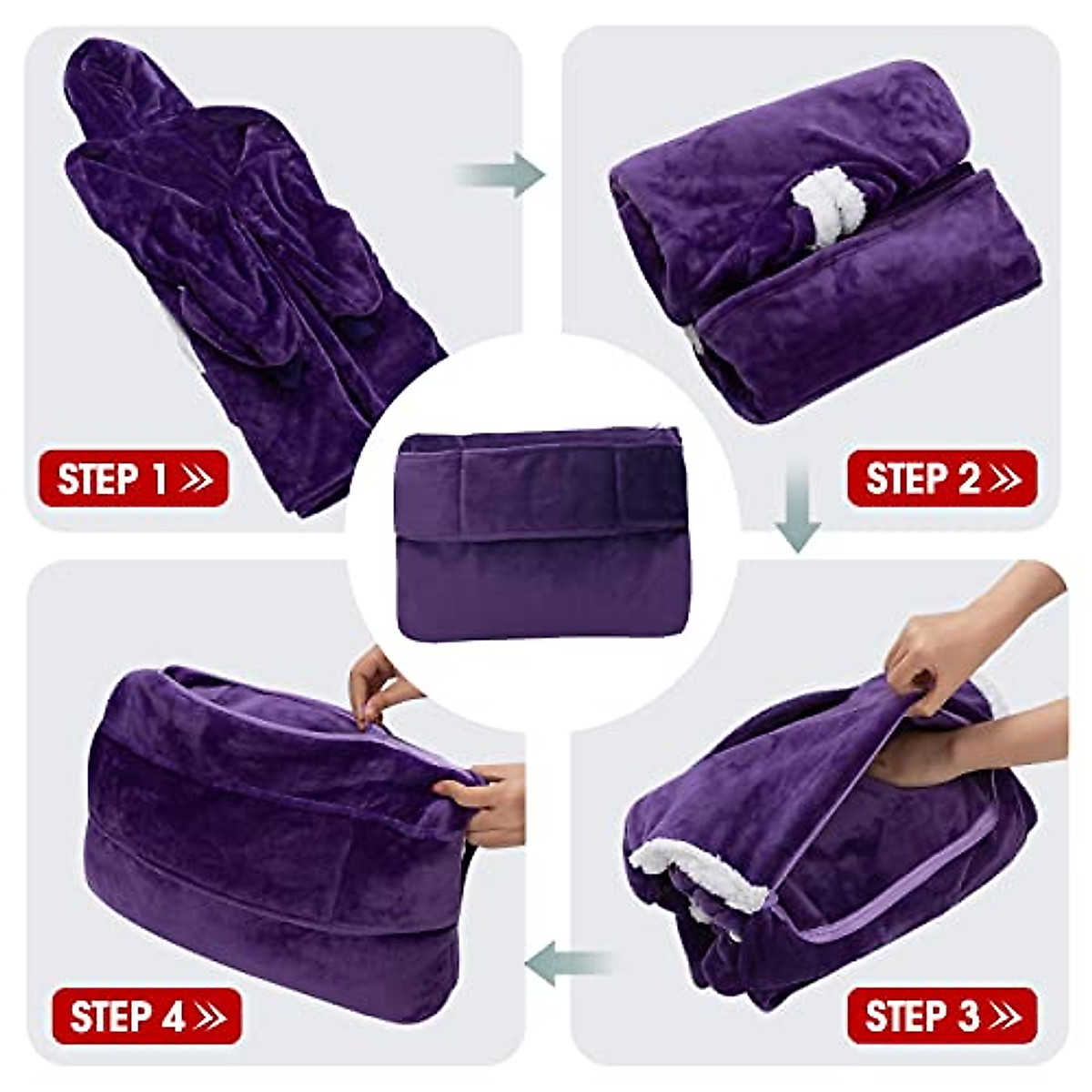 Yescool Wearable Blanket Hoodie,Warm Flannel Giant Hoodie Blanket for Women Men and Adult, Cozy Soft Fleece Hoodie Blanket Sweatshirt Oversized Lounging with Sleeves & Huge Pockets (Purple)