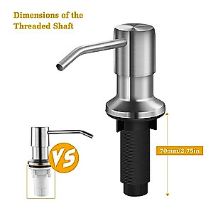 Soap Dispenser for Kitchen Sink, Built in Sink Soap Dispenser Lotion Dispenser with 17 OZ Bottle, Refill from The Top Bar Sink Soap Dispenser, Brushed Nickel (1 Pack)
