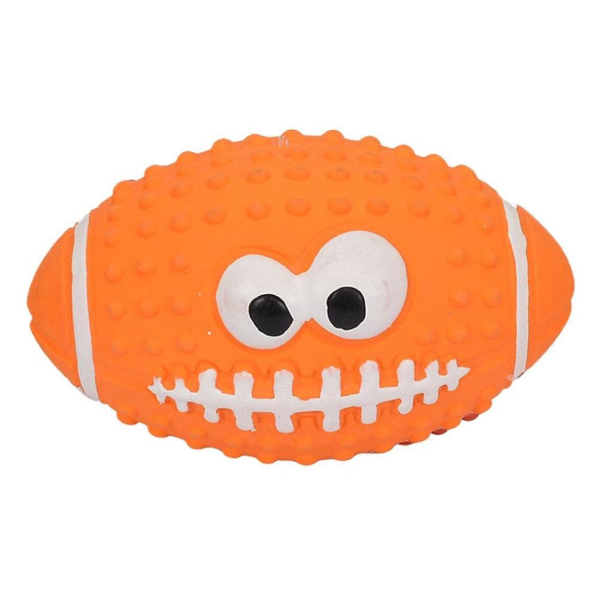 IEUDNS Squeaky Dog Toys Cartoon Dog Balls with Squeaker Rubber Latex for Small and Medium Breed, Orange Rugby