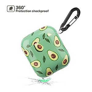 AirPod Case 2nd Generation,AirPod Case 1st Generation Cute for Women Men with Keychain Silicone Cover Compatible with Apple AirPods 2nd 1st Generation Charging Case, Front Led Visible Green Avocado