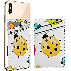 Diascia Pack of 2 - Cellphone Stick on Leather Cardholder ( Color Ladybug Pattern Pattern ) ID Credit Card Pouch Wallet Pocket Sleeve