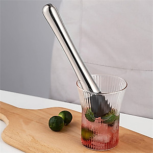 InfantLY Bright Stainless Steel Cocktail Muddlers With Grooved Nylon Head, Professional Bar Accessories - Create Delicious Fruit Based Drinks