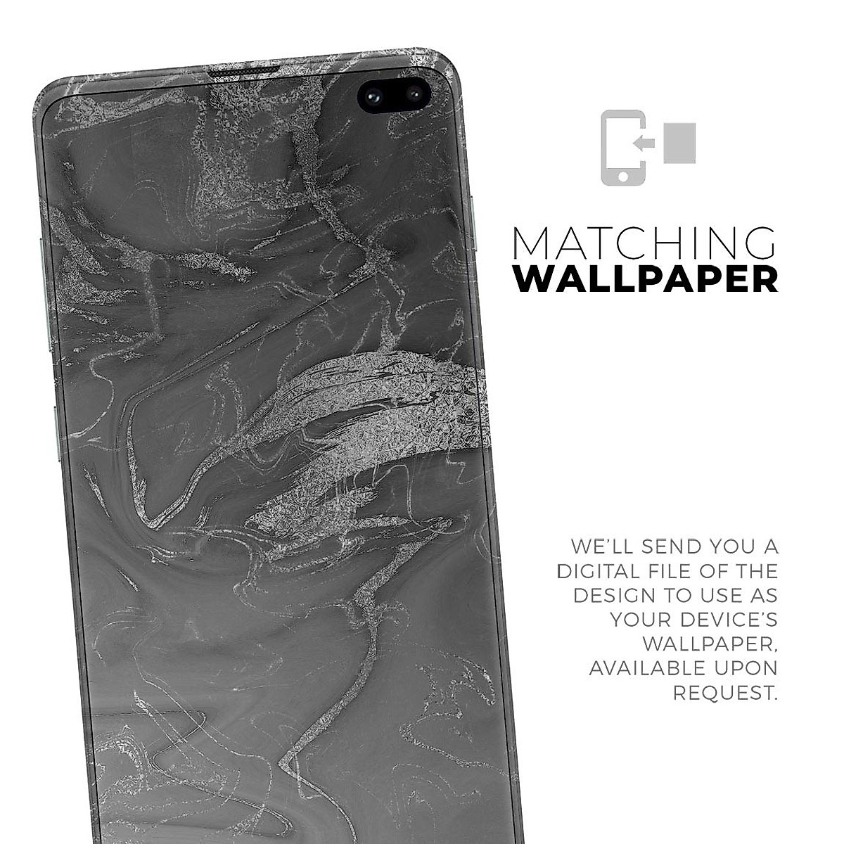 DesignSkinz Black & Silver Marble Swirl V7 2 Protective Vinyl Decal Wrap Skin Cover Compatible with The Samsung Galaxy S20 (Screen Trim & Back Glass Skin)