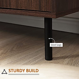 HOMCOM Sideboard Buffet Cabinet, Kitchen Cabinet with 2 Cupboards, 3 Drawers and Adjustable Shelves, Coffee Bar Cabinet for Living Room, Entryway, Brown