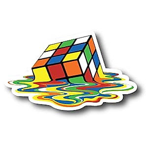 Rubik Cube Colorful Refrigerator Magnet | UV Printed 4-Inch Kitchen Decor Accessory Featuring Stunning Design | Game Rainbow Tie-dye Alien Stoner Stones Psychedelic Mushroom Galaxy Rock CSM1567