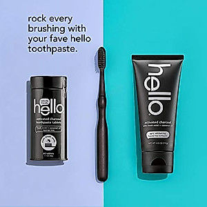hello Manual Adult Toothbrush With Reusable Charcoal Modern Aluminum Handle & 4 Soft Replacement Heads, Bpa-free, 4 count