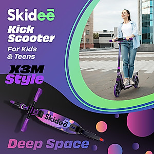 SKIDEE Scooter for Kids Ages 6-12 -Scooters for Teens 12 Years and Up -Adult Scooter with Anti-Shock Suspension-Scooter for Kids 8 Years and Up with 4 Adjustment Levels Handlebar Up to 41 Inches High